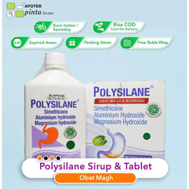 Polysilane Sirup / Polysilane Tablet Obat maag dan Kembung | Lazada ...