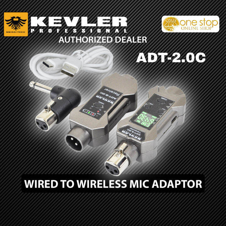 Kevler Professional UHF Wired to Wireless Microphone Mic Converter ADT ...