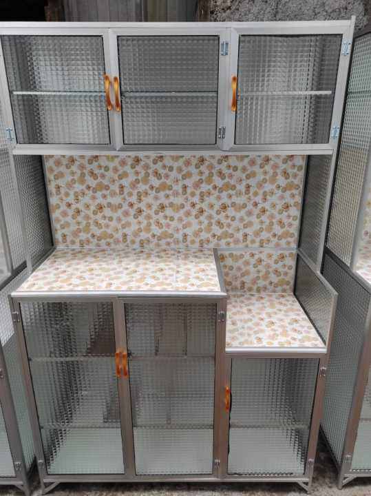 Rak Piring Keramik 3 Pintu Alumunium Dan Kaca Lemari Dapur Rak Bawah ...