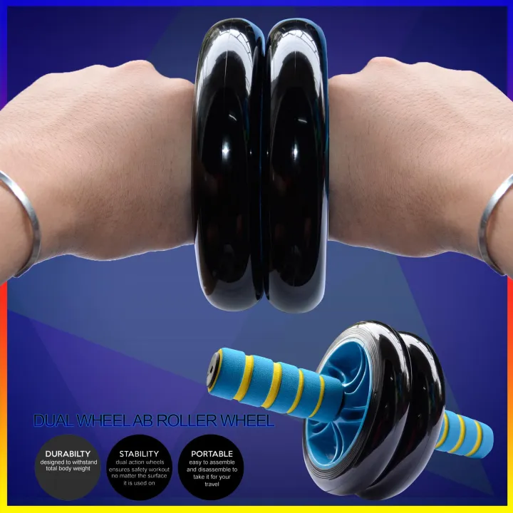 Dual Wheel Ab Roller With Knee Mat - Exercise and Workout for Fitness ...