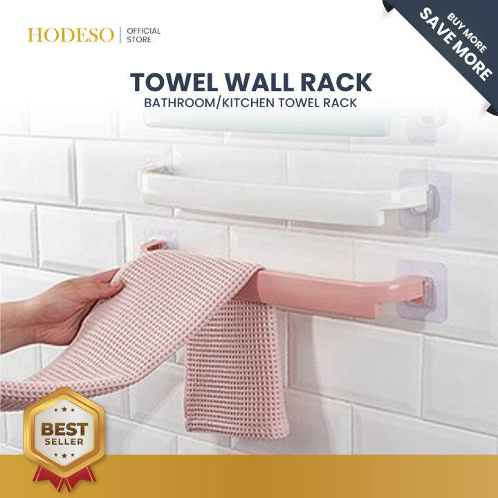 Hodeso Towel Holder Hanging Rag Pole Bathroom Kitchen Towel Rack ...