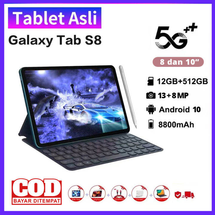 (Original) Tablet PC Baru Galaxy Tab S8 S8+ 12GB + 512GB Tablet Android ...