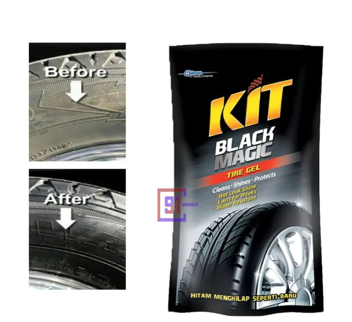 KIT Black Magic Tire Gel Kit Semir Ban Motor Dan Mobil - Pouch 180ml ...