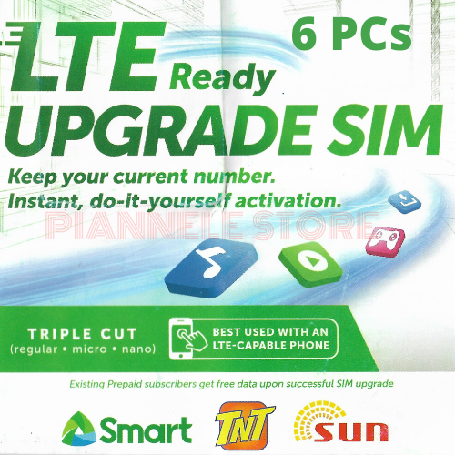 LTE Ready Upgrade Sim for (SUN Smart TNT) (6 Pcs Individual Retail Pack ...