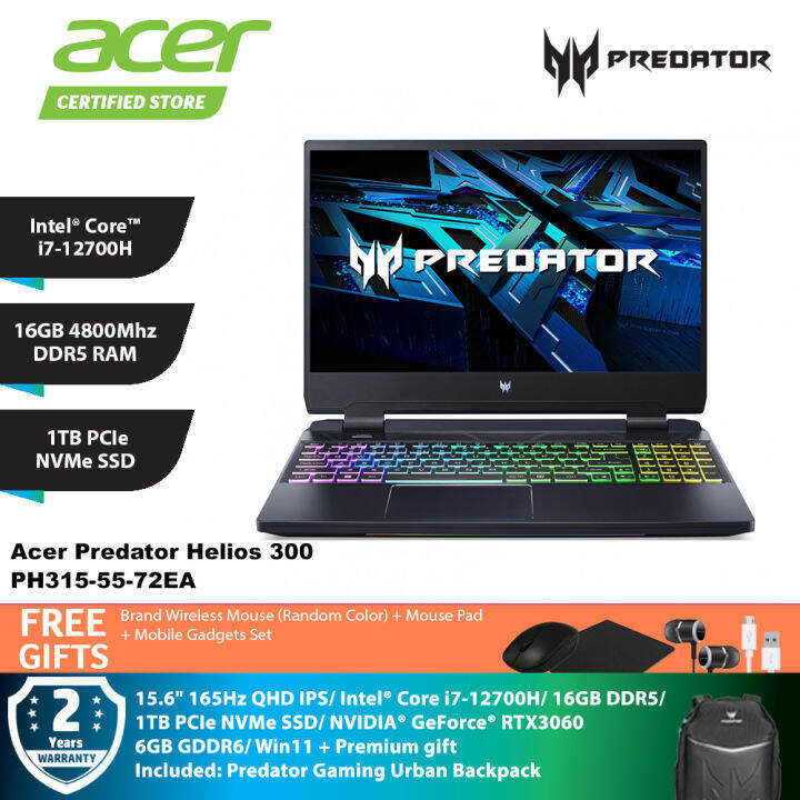 Acer Predator Helios 300 PH315-55-72EA (12th Gen) Gaming Laptop - NH ...