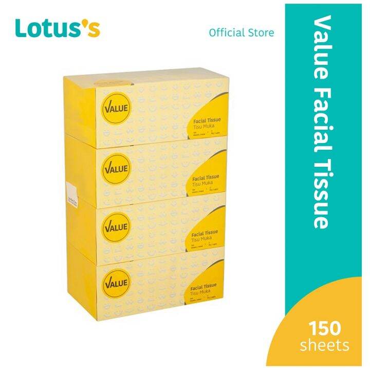 Value Facial Tissue 2 Ply 150 Sheets x 4 Boxes | Lazada
