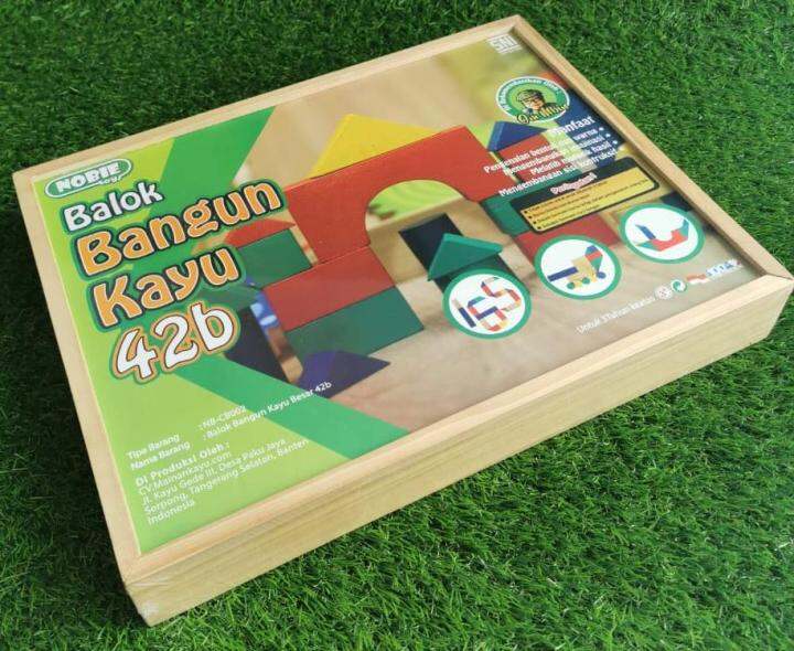 Mainan Anak Balok Bangun Kayu Besar 42B | Lazada Indonesia
