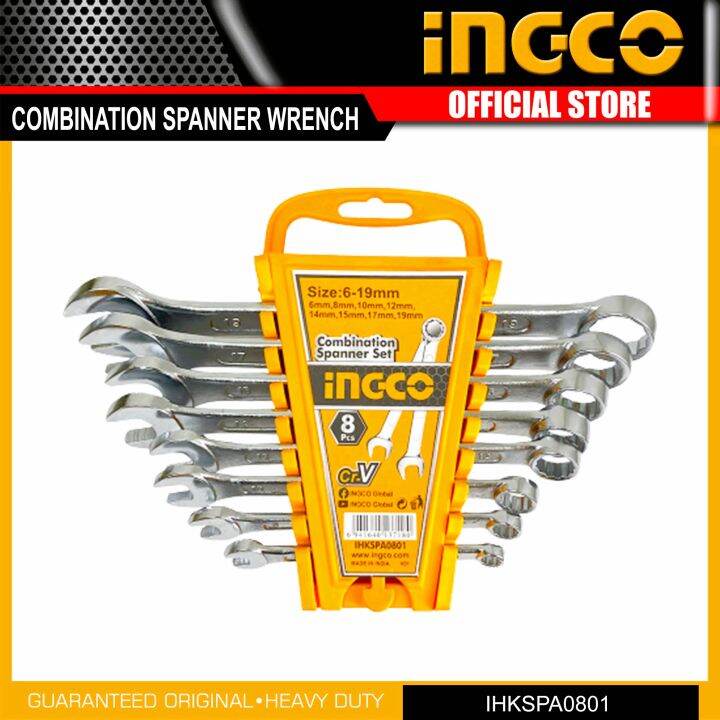 [MALL EXCLUSIVE] Ingco IHKSPA0801 8pcs Combination Spanner Wrench Set 6 ...
