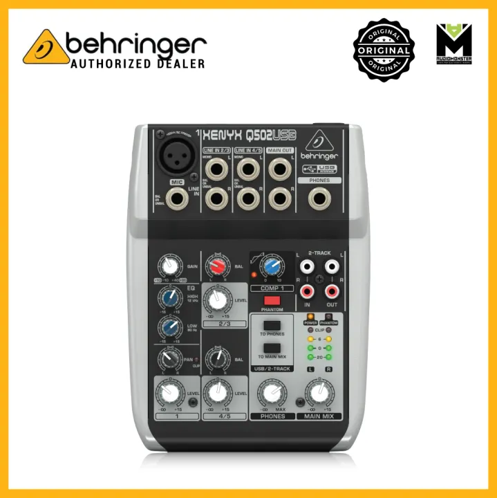 Behringer Xenyx Q502USB Premium 5-Input 2-Bus Mixer with Xenyx Mic ...