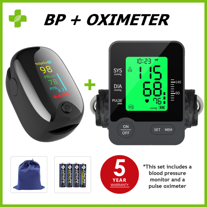 Digital Blood Pressure Monitor BP Monitor Digital Big Screen & LED Portable Fingertip Pulse ...