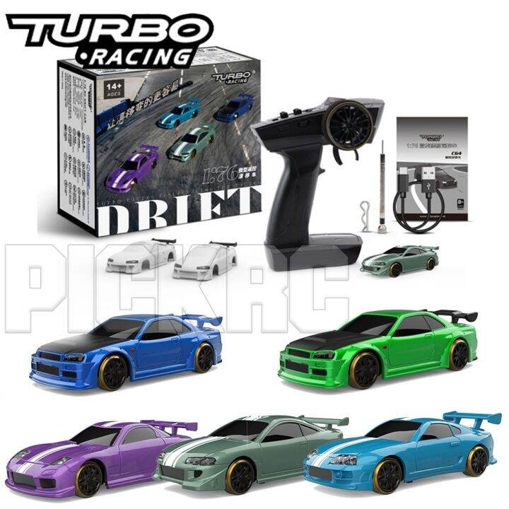 Turbo Racing 1:76 C64 C61 C62 C63 C74 Drift RC Car With Gyro Radio Full ...