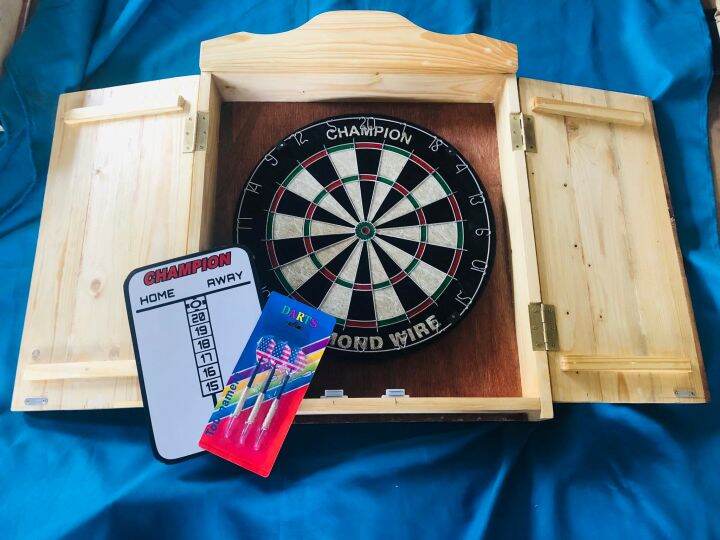 CHAMPION Diamond Wire Dart Board Set with Cabinet | Gamit ng Darts ...