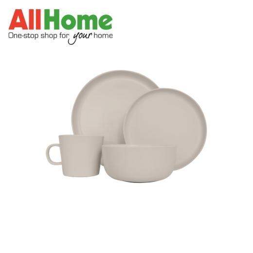 SLIQUE Elements 4-piece Dinnerware (Taupe, White, Gray and Black ...