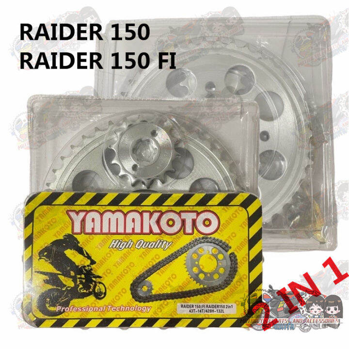 LJ Motorcycle 2 IN 1 Chain Sprocket Set For Raider 150/Raider 150 FI ...