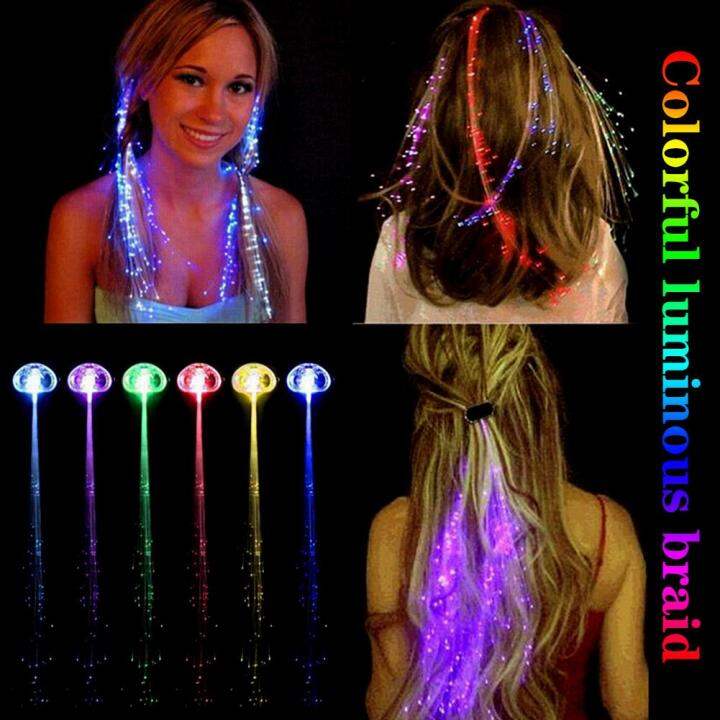 Girls LED Light Braid Luminous Fiber Optic Hairpin Christmas Year Party ...