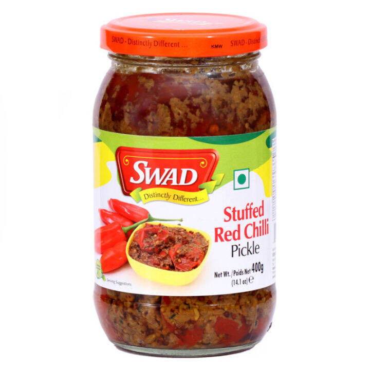 Swad Stuffed Red Chilli Pickle 400gm (Product of India) Export pack | Premium Quality Pickle ...