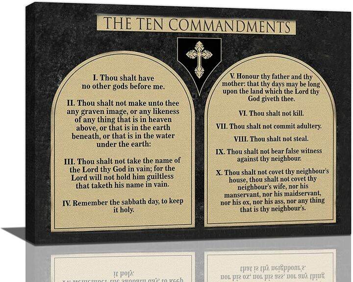 10 Commandments Canvas Wall Art Christian Religious Vintage Ten ... 10 Commandments Canvas Wall Art Christian Religious Vintage Ten ...