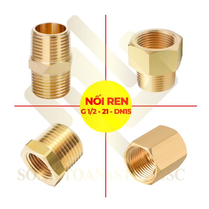 Đầu nối ren thau 21 ren trong ren ngoài dân dụng khẩu nối kép lơ cà rá ...