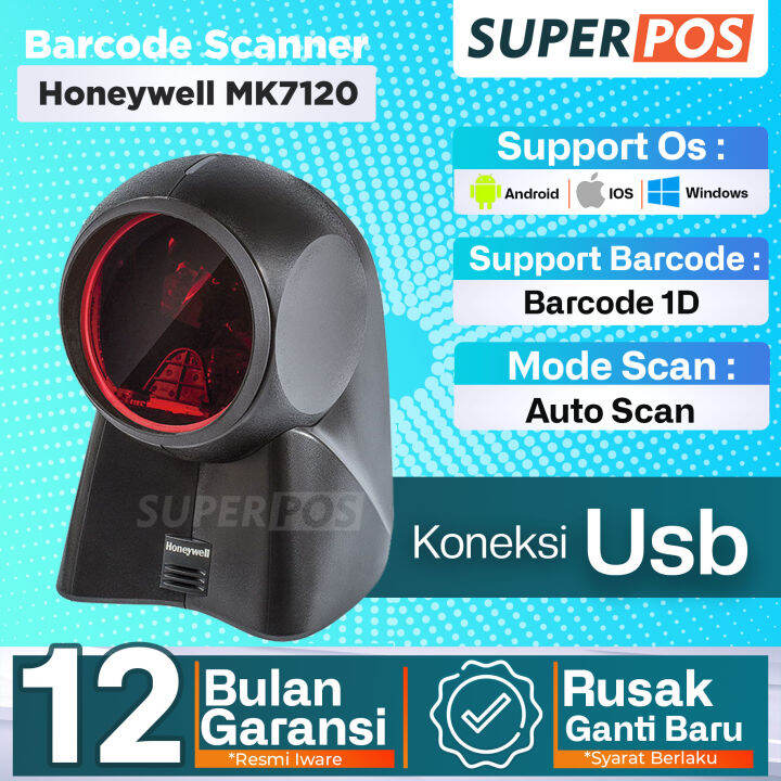 Omni Barcode Scanner Duduk 1D Auto Scan Honeywell Orbit MK7120 | Lazada ...