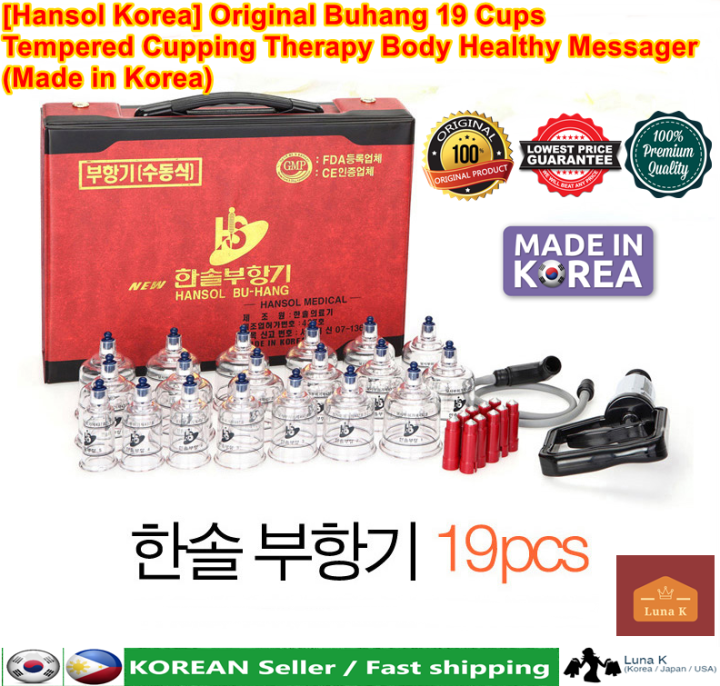 [Hansol Korea] Original Buhang 19 Cups Tempered Cupping Therapy Body ...