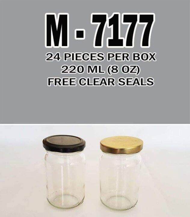 M - 7177 220ml Glass jar with free seals (24pcs.) | Lazada PH