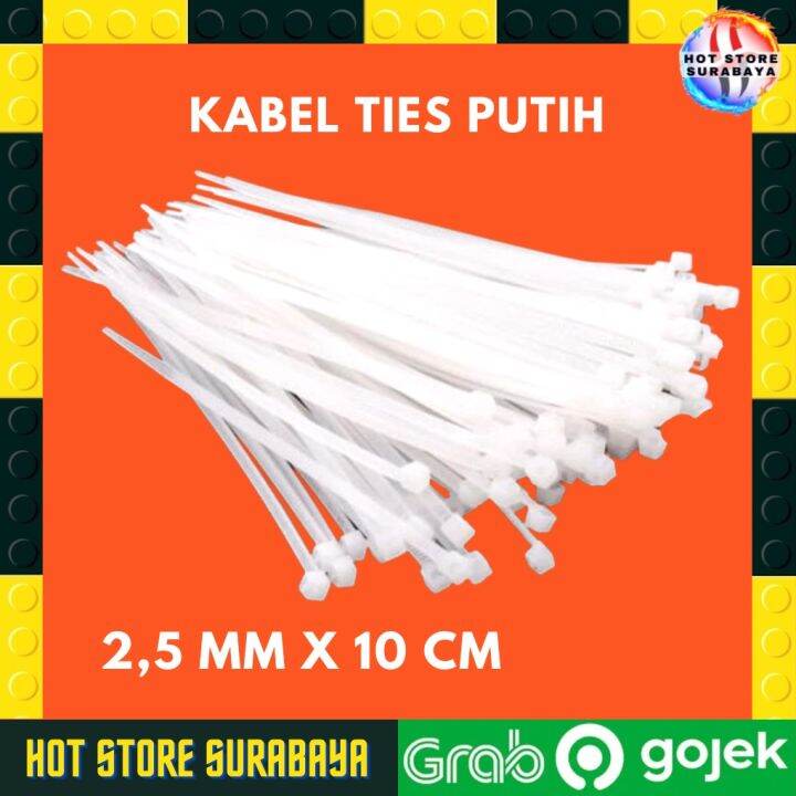 kabel ties 10cm Putih 100mm kabel tis 10 cm isi 100 Cable Ties White Tali Serut Pengikat Plastik ...