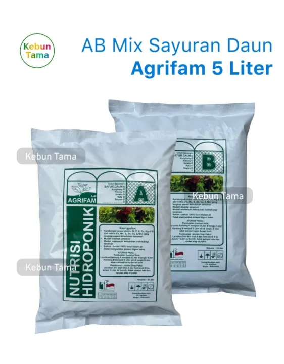 Nutrisi AB Mix Hidroponik Sayur / Sayuran Daun Agrifam 5 Liter | Lazada ...