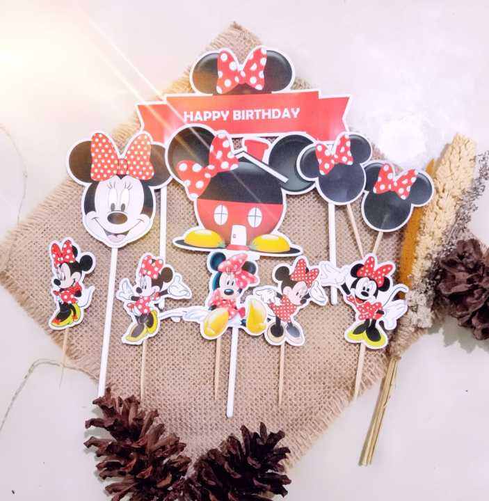 Topper Kue Minnie Mouse Merah, Bisa Custom Nama | Lazada Indonesia