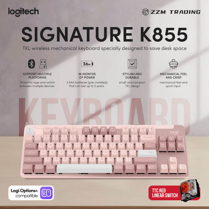 Logitech Signature K855 [Red Linear Switch] Bluetooth/Wireless Non-Rechargeable Keyboard ZZM ...