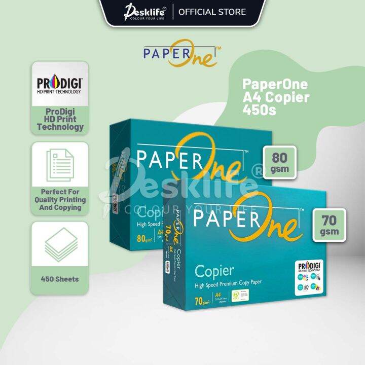 Desklife PaperOne A4 Paper 70gsm / 80gsm - (450's / REAM) Kertas A4 White Plain Photostate Paper ...