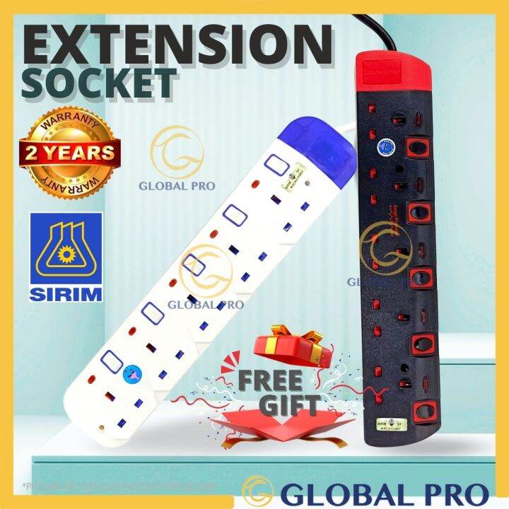 GLOBAL PRO Extension Plug Surge Protector Elektrik Soket Wayar ...