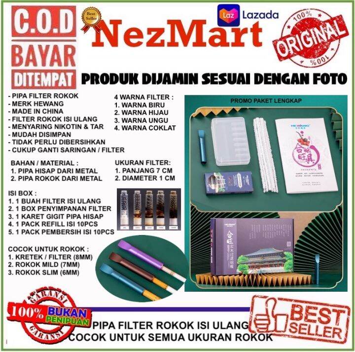 IMPOR HEWANG BOX 3 IN 1 PIPA FILTER SARINGAN ASAP ISI ULANG BAHAN METAL ...