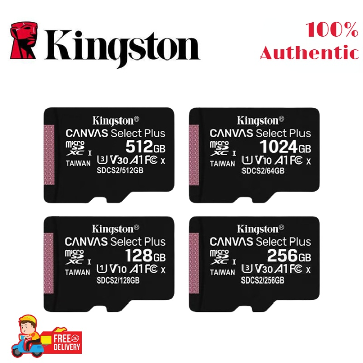 Kingston Canvas Select Plus 128GB 256GB 512GB 1TB microSD Card with Android A1 Performance Class ...