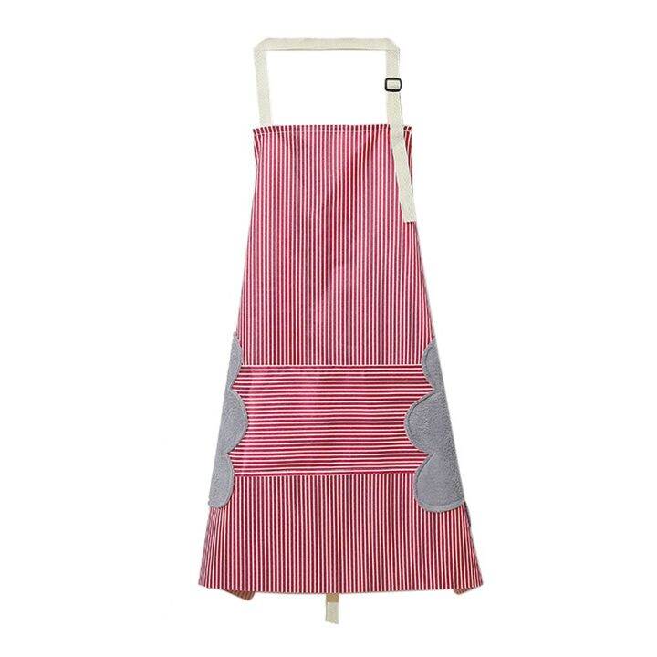 Wipeable Apron Fashion Simple Stripe Kitchen ผ้ากันเปื้อนกันเพรียง ...