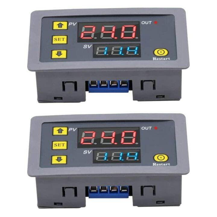 2Pcs Timer Delay Relay 20A Programmable Cycle Timer Switch ON-Off LED Digital Display Time Relay ...