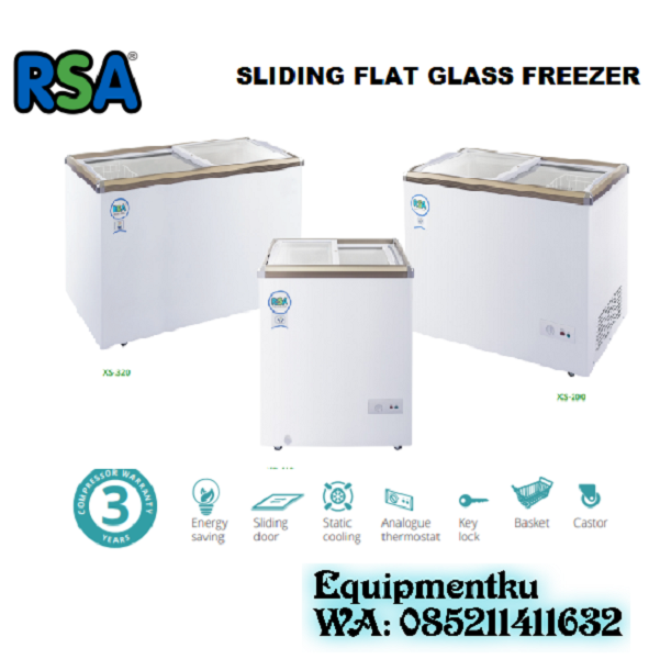 RSA Sliding flat glass freezer type XS-200 | Lazada Indonesia