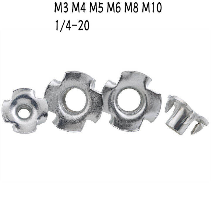 M3,M4,M5,M6,M8,M10 Four Pronged T Nuts Captive Blind Inserts for Wood ...