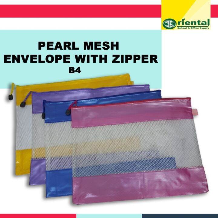 B4 Pearl Mesh Envelope With Zipper - Long Transparent Plastic Documents ...