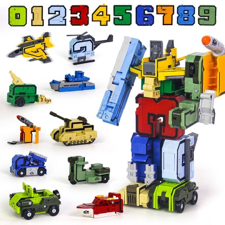 现货 10 set Number Transformer Robot Kids Toys manual transform to Robot ...