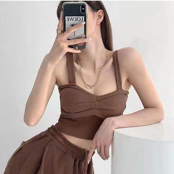 BBboyy FS-26🌵เสื้อแฟชั่น สายเดี่ยวสุดน่ารัก ผ้าคอตตอน ใส่สบาย ยืดได้เยอะ สายเดียวจั้มอก ผ้ายืด ...