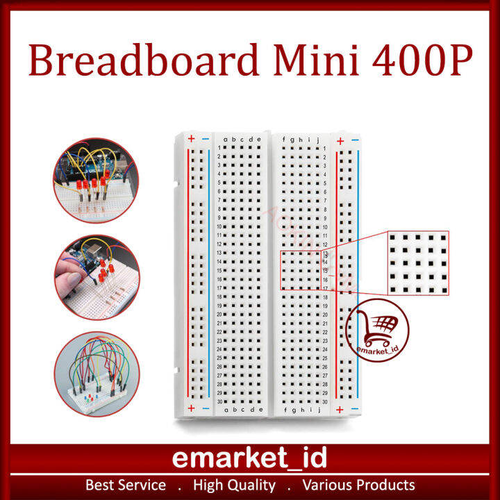 Breadboard Mini 400 Tie Points / 400P Solderless Titik Cocok Dgn 85 X ...