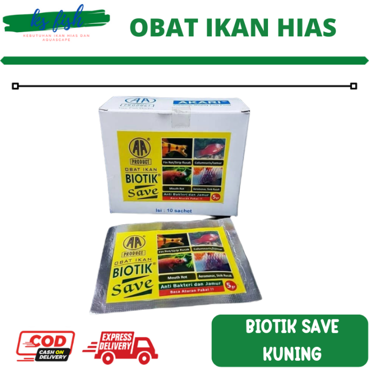Biotik Save Obat Anti Bakteri dan Jamur Ikan Hias Aquarium 5gr murah ...