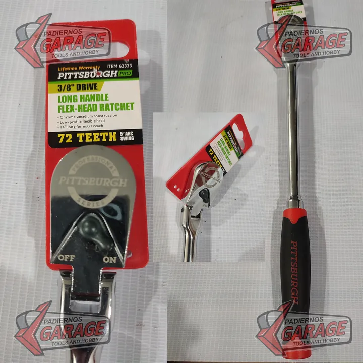 PITTSBURGH PRO 3/8 DRIVE LONG HANDLE FLEX-HEAD RATCHET | Lazada PH