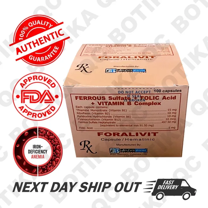 ♣☾ FORALIVIT FERROUS SULFATE FOLIC ACID VITAMIN B COMPLEX HEMATINIC ...
