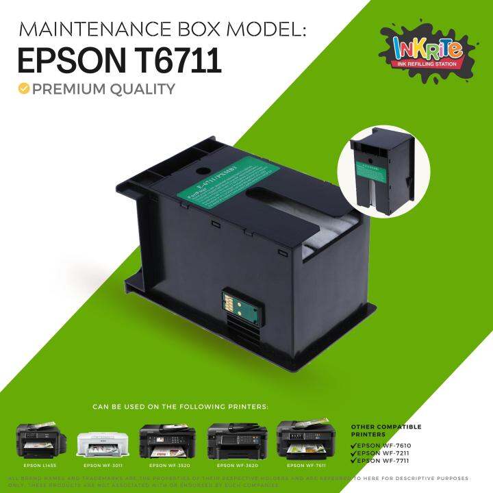 Inkrite T6711 Maintenance Box for Epson L1455 WF-7111 WF-7621 WF-7610 ...