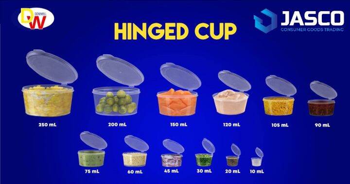 Hinged Lid Container Microwavable Sauce/Salad/Condiments/Side Dish Cup ...