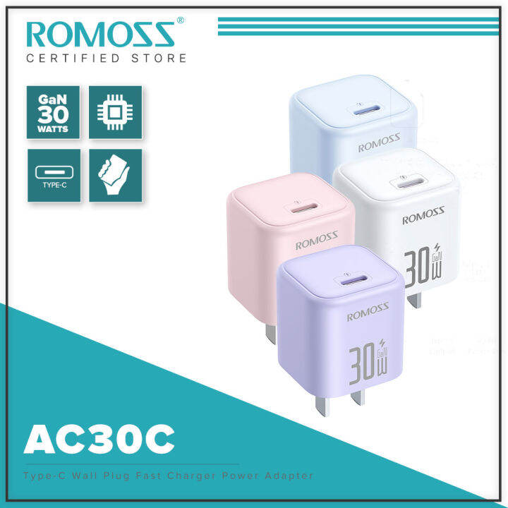 Romoss AC30C 30W GAN USB-C Fast Charging Charger Adapter Macaron Color ...