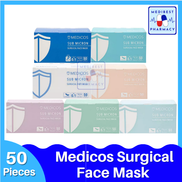 [READY STOCK] MEDICOS Sub Micron 3 ply/4 ply Surgical Face Mask 50'S ...
