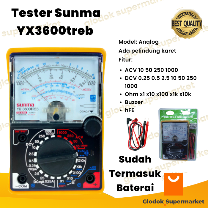 Multitester Analog Sunma YX3600TREB Multimeter YX-3600 TREB Avometer ...