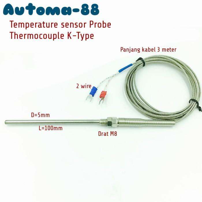 K-TYPE 3M 0-1250 C THERMOCOUPLE TEMPERATURE SENSOR 10CM 100MM M8 - TUBRUKSTORE25 | Lazada Indonesia